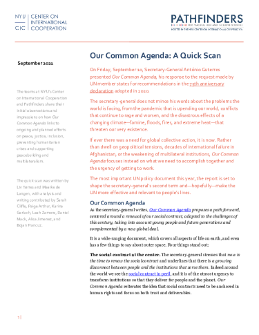 Our Common Agenda | Center on International Cooperation